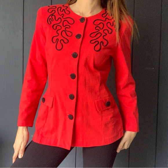 Vintage | Jackets & Coats | Vintage T Edwards Black And Red Button Down ...